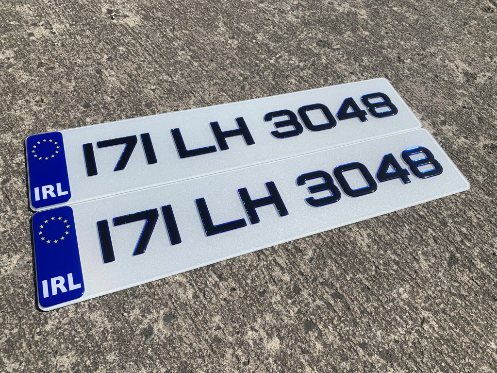 3D Gel Plates in Metro Font 50mm- Sparkling Blue Outline (IRISH PLATES ...