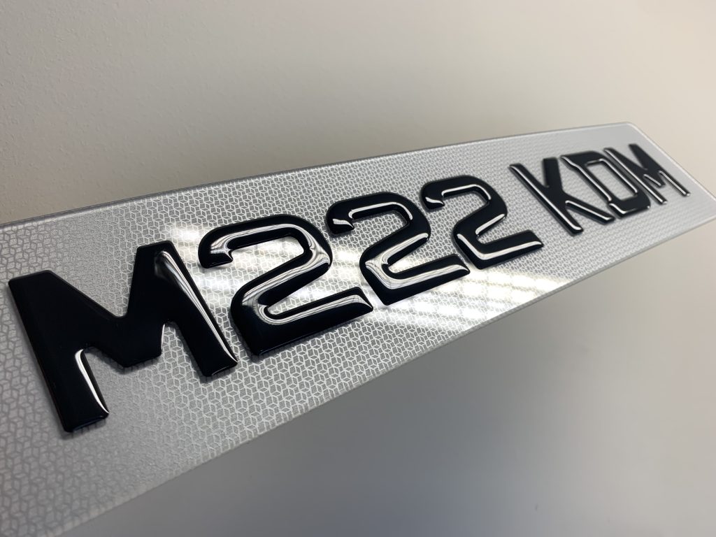 3D Gel Plates in Metro Font 60mm- Gloss Black (Cuboid Background ...